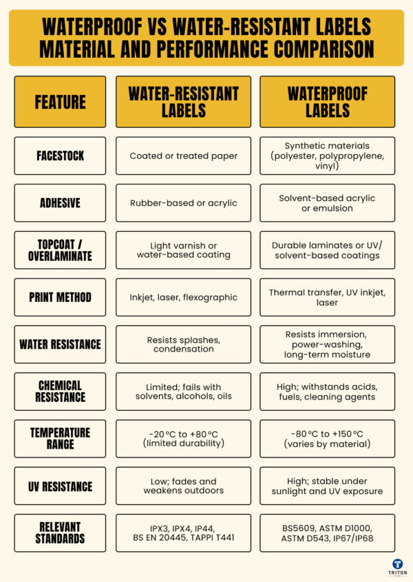 Waterproof Labels vs Water-Resistant Labels